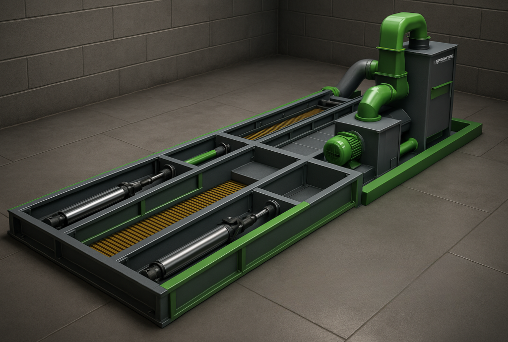 Shot Recovery System for Shot Blast Rooms – Spraytac – Manufacturing ...